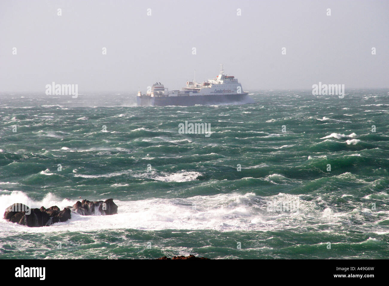 A cargo ferry in the English Channel during a violent storm Stock Photo ...