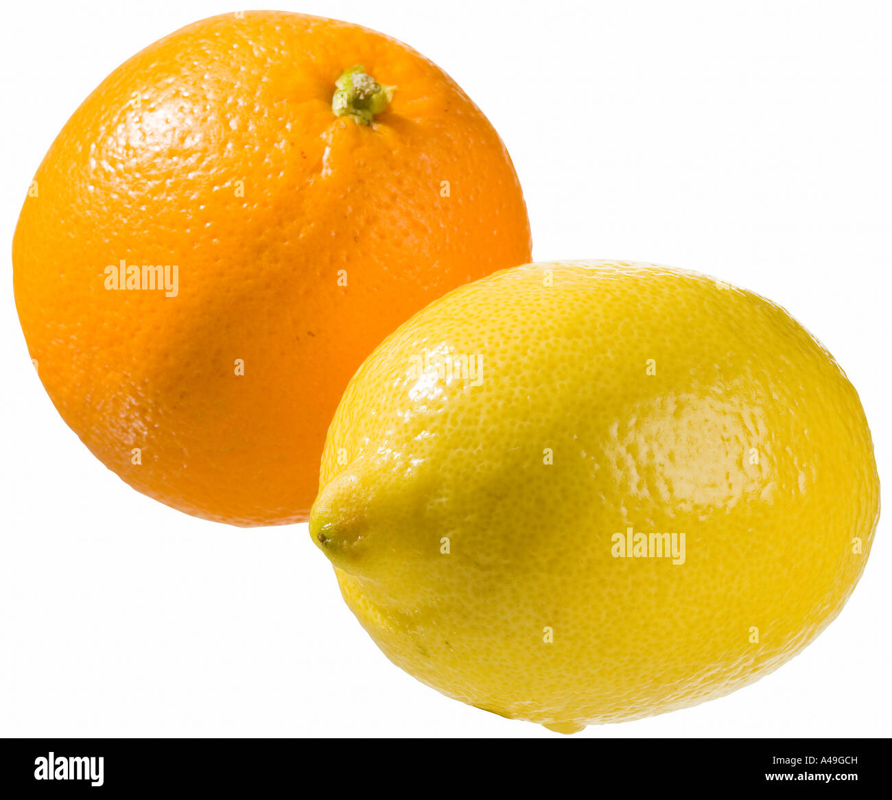 Lemon and orange on white background Stock Photo - Alamy