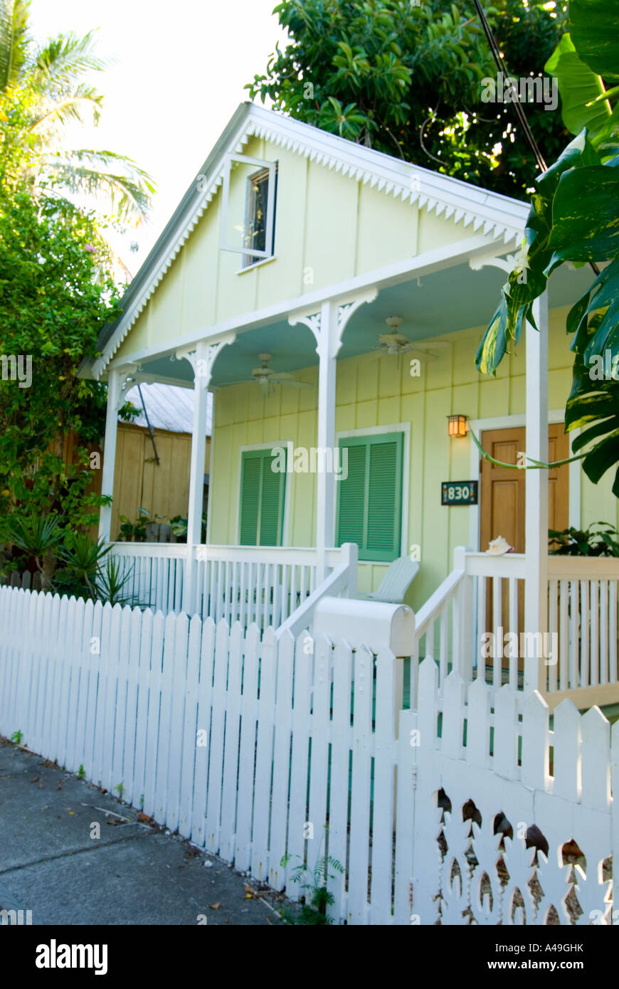 USA Florida Keys Row of houses once lived in by Cuban Cigar Makers Key ...