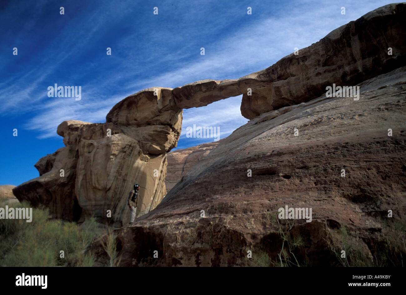 Stone bridge Wadi Ramm desert Madaba Jordan Middle East Stock Photo - Alamy