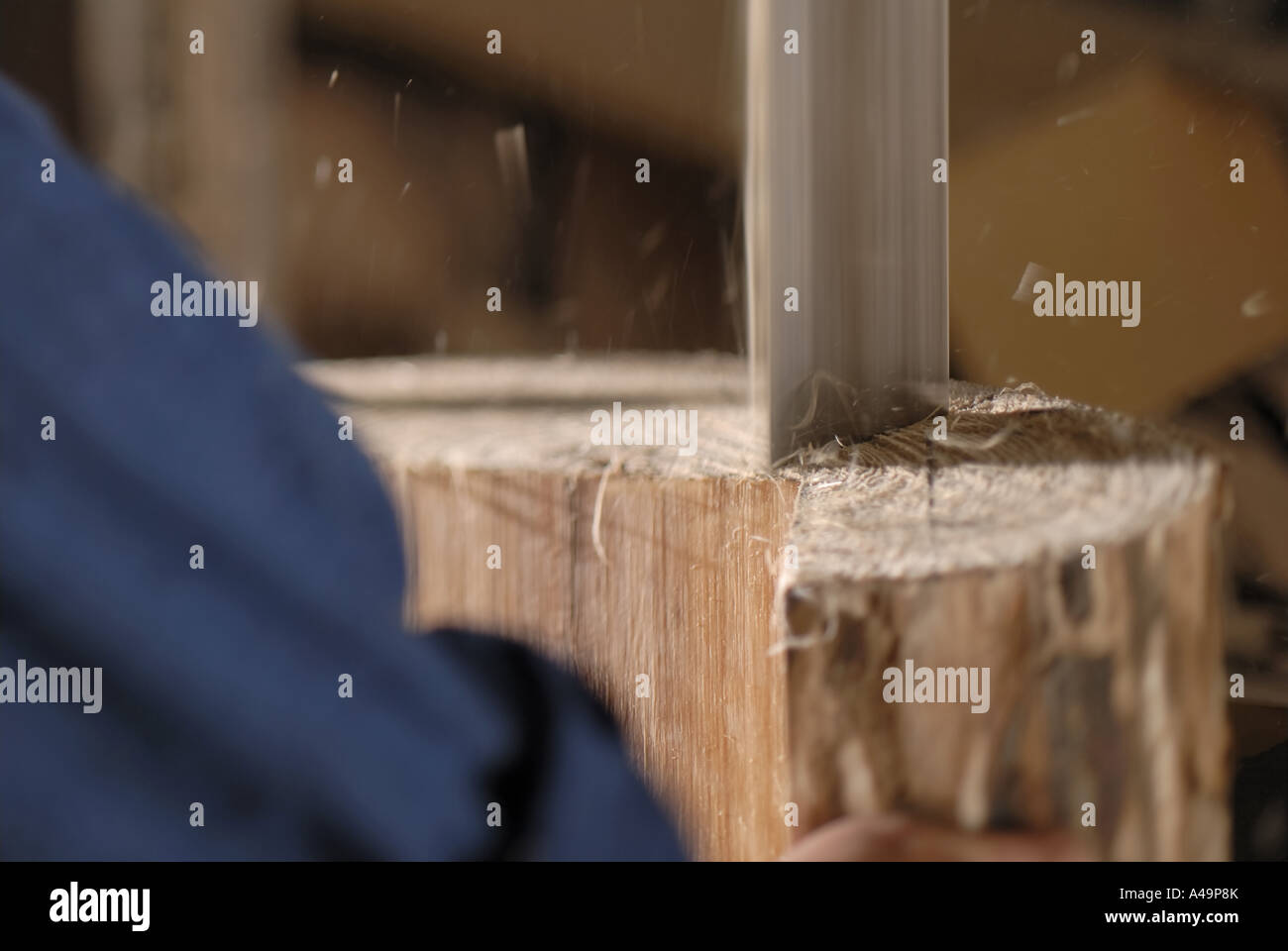 Wood being cut in a workshop Stock Photo - Alamy