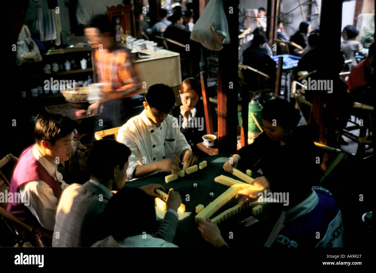 sechuan province china 1998 people playing mahjong in a cafe in the ...
