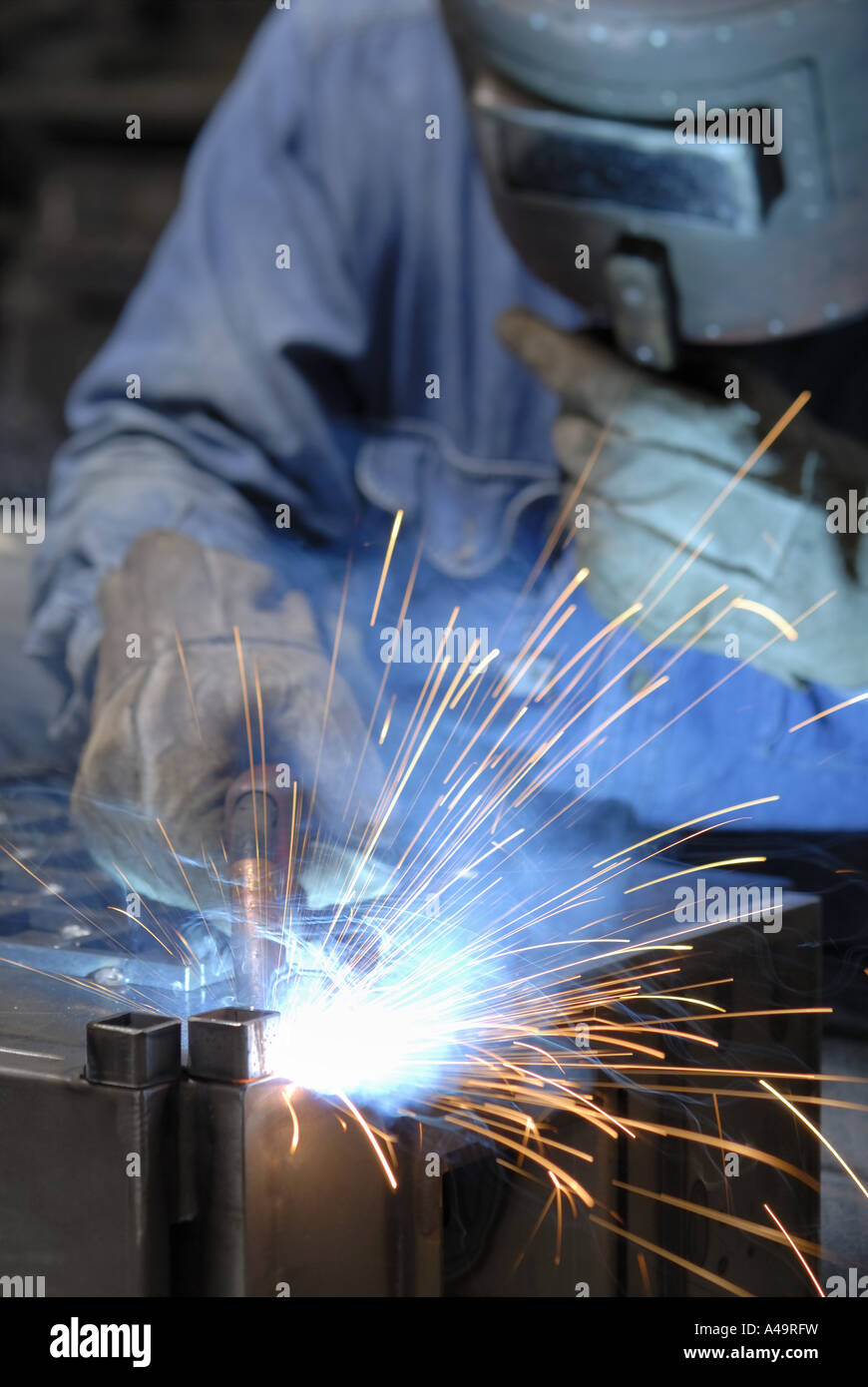 Close up of a welder welding Stock Photo - Alamy