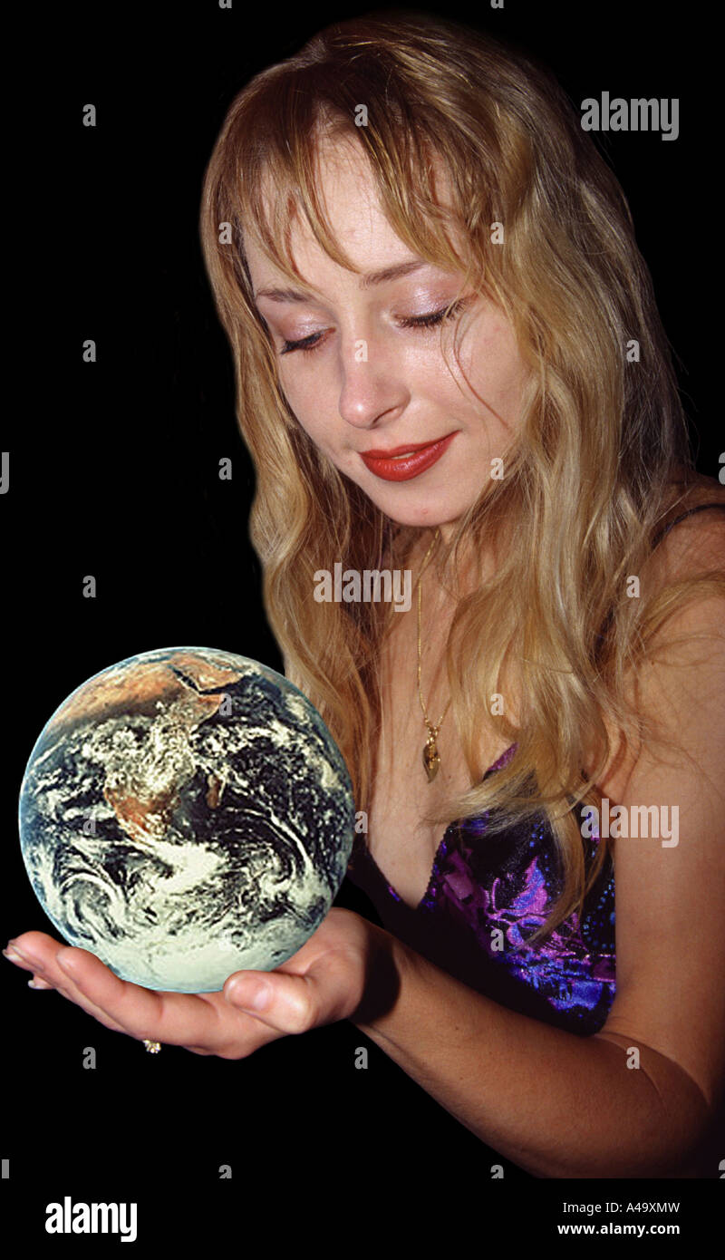Planet earth from space woman hi-res stock photography and images - Alamy