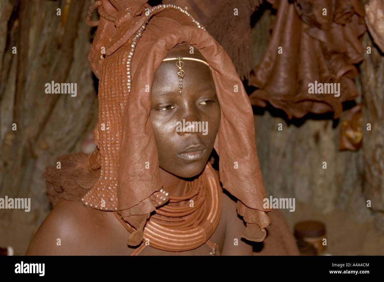 Himba woman with head decoration for mariage, Namibia Stock Photo - Alamy