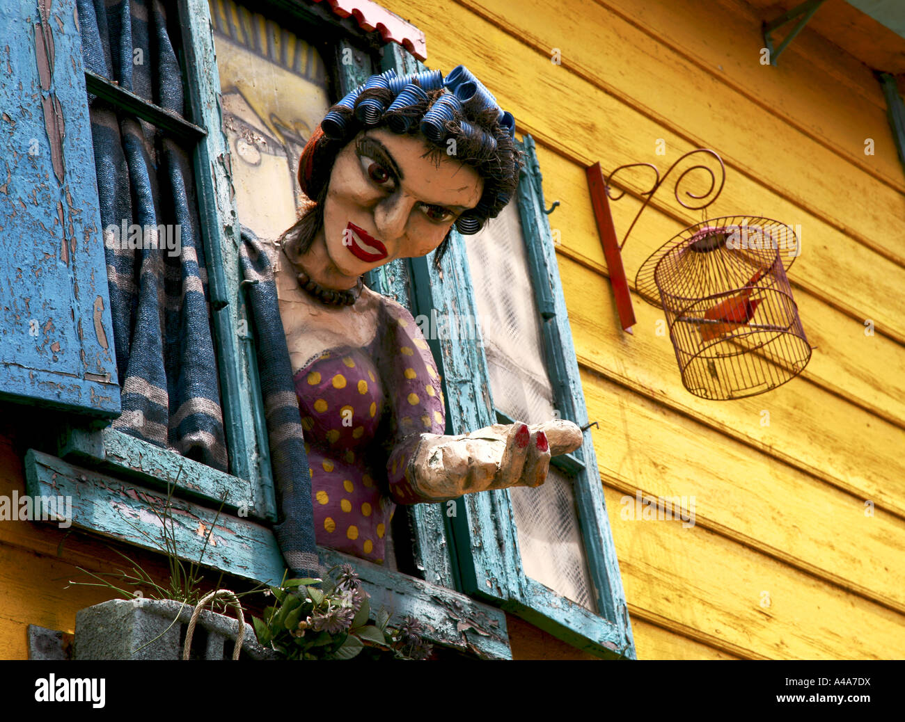 lady in window la boca Stock Photo - Alamy