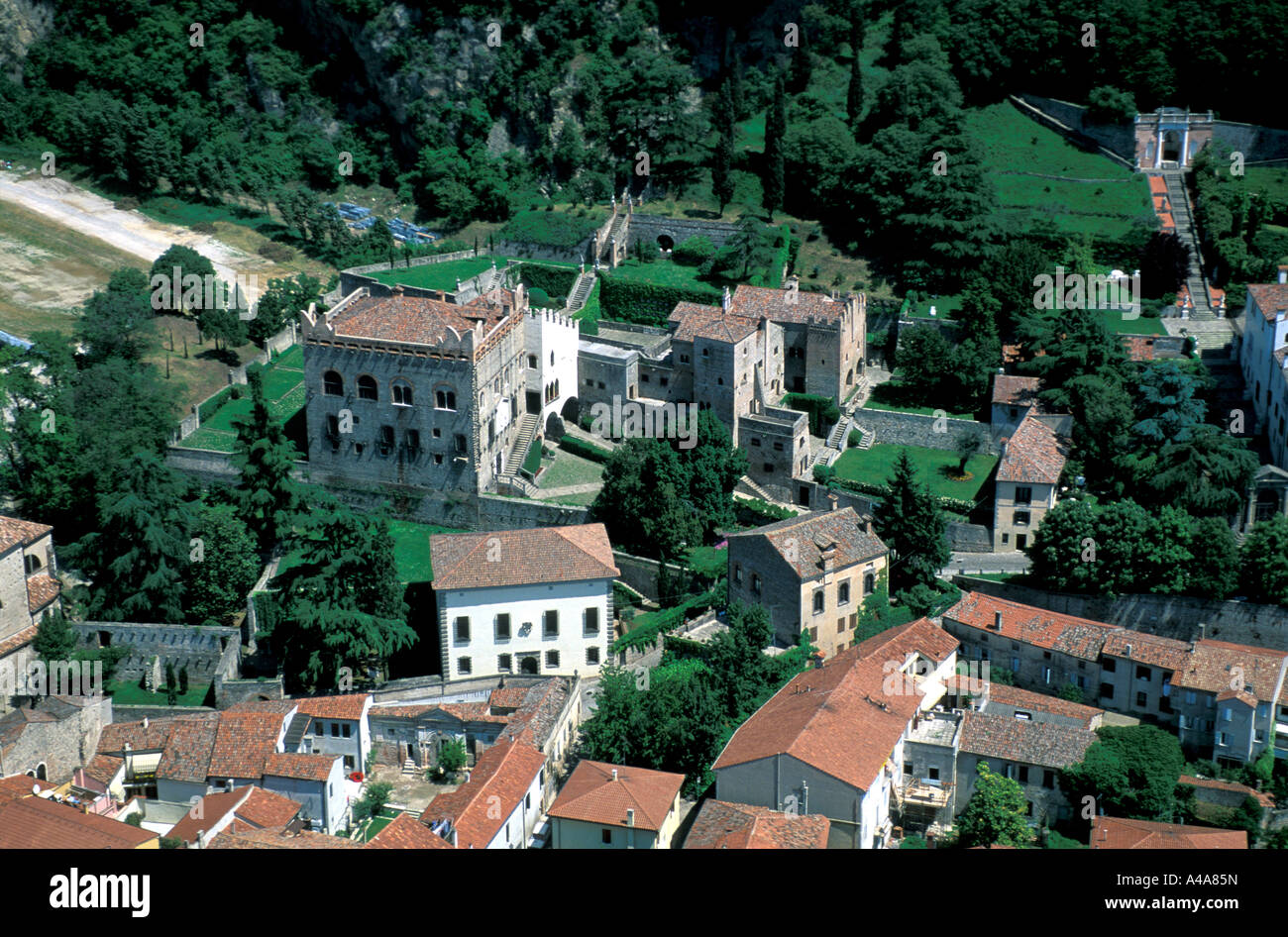 Aerail view of Monselice castle Veneto Italy Stock Photo - Alamy
