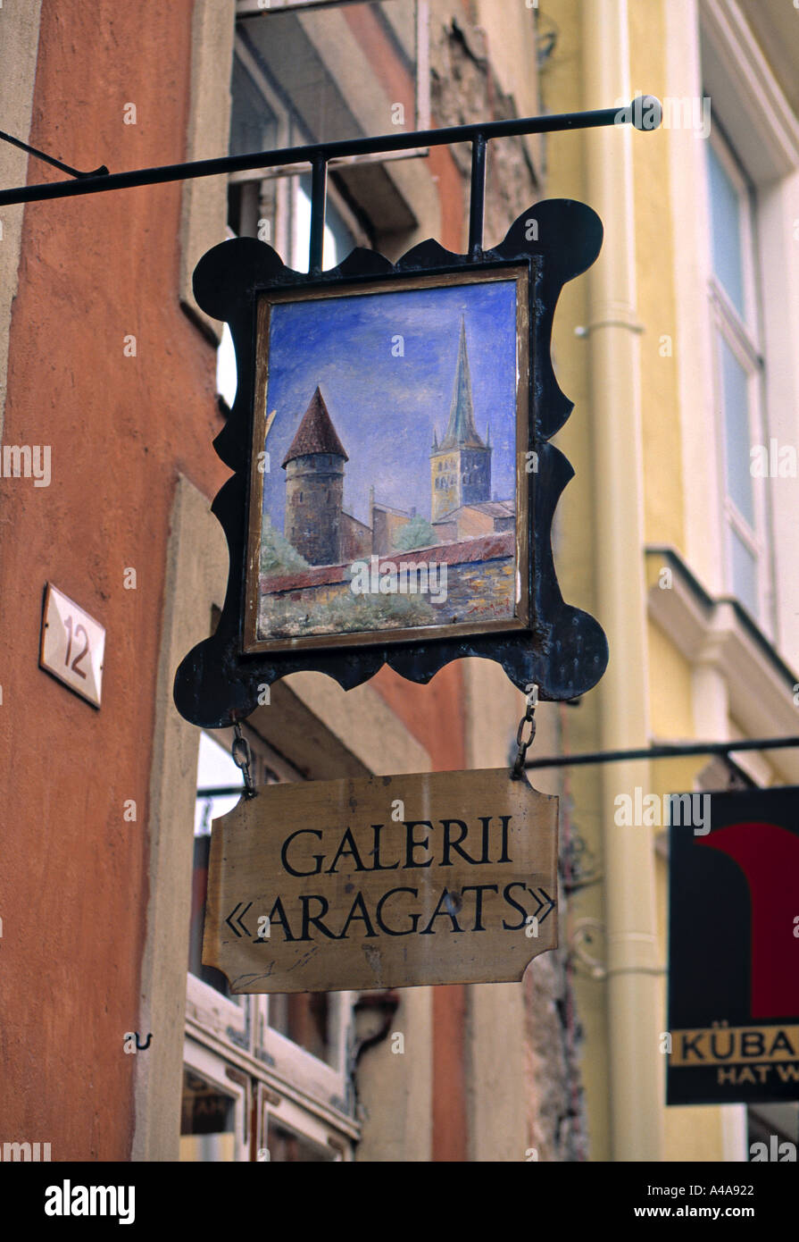 Gallery sign, Tallinn, Estonia Stock Photo - Alamy