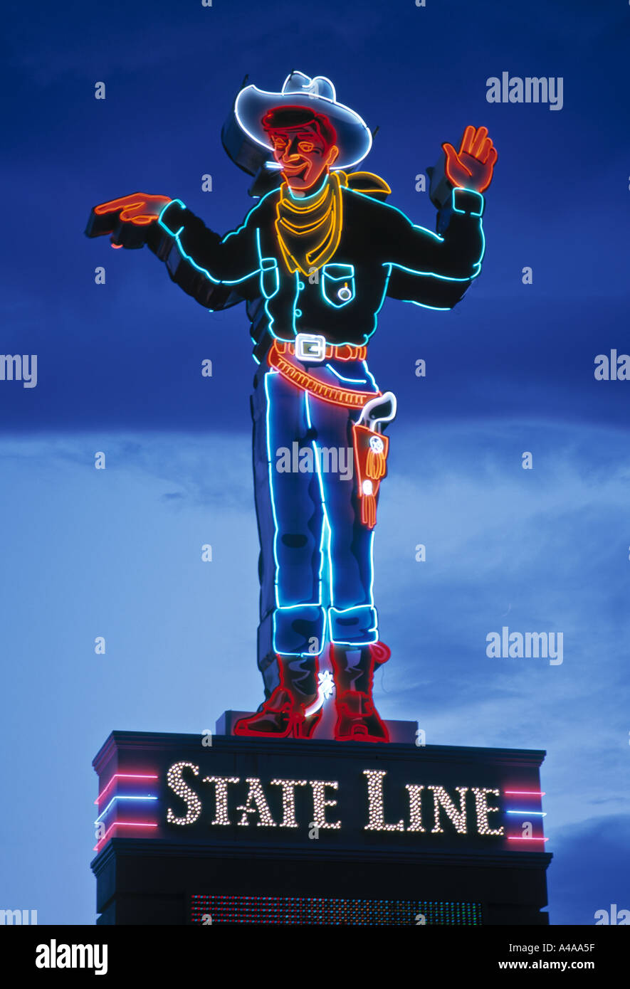Neon Cowboy Sign, State line Utah/Nevada, USA Stock Photo - Alamy