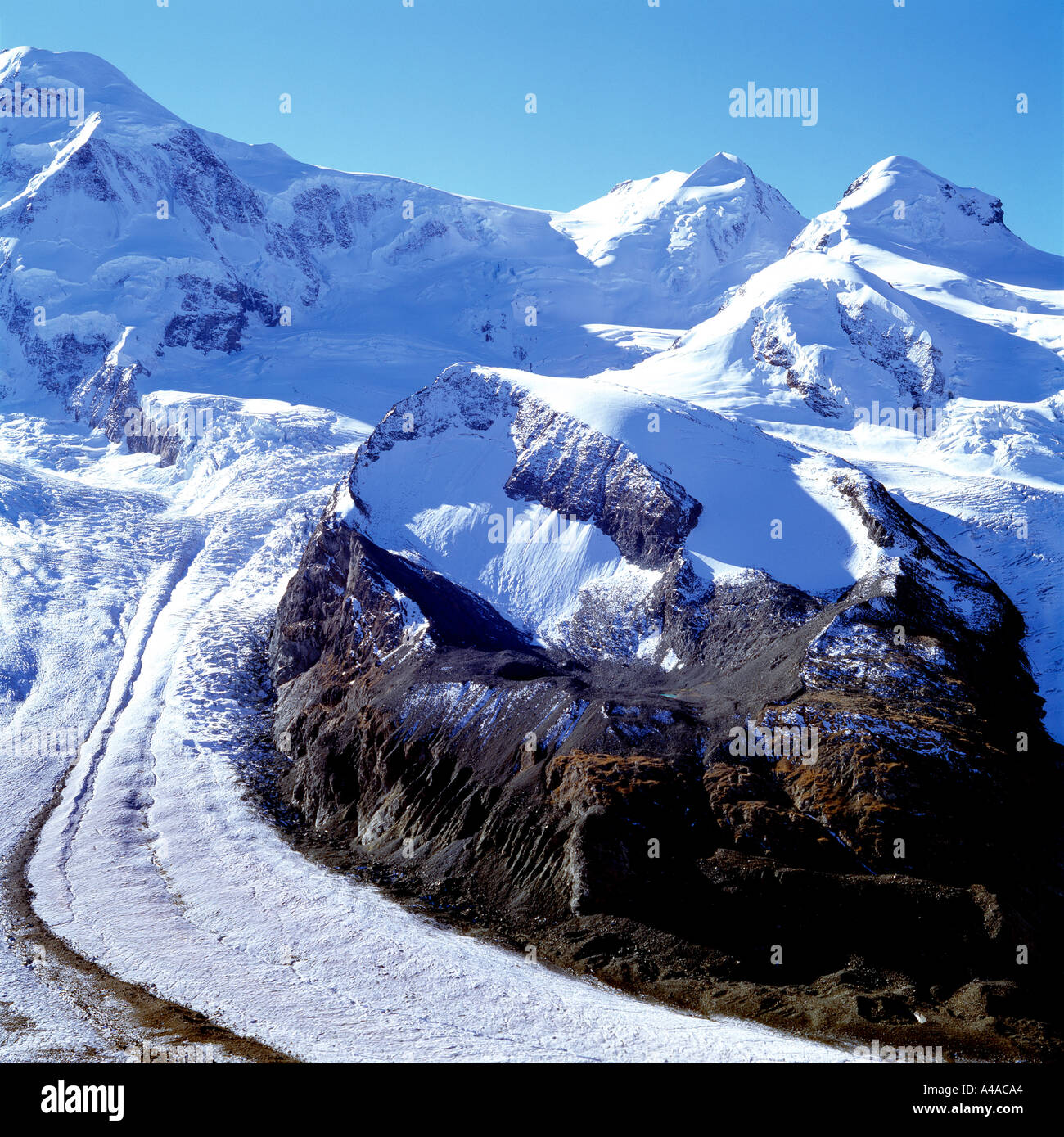 ALPINE SUMMITS ABOVE BREITHORNGLETSCHER ZERMATT SWITZERLAND Stock Photo ...