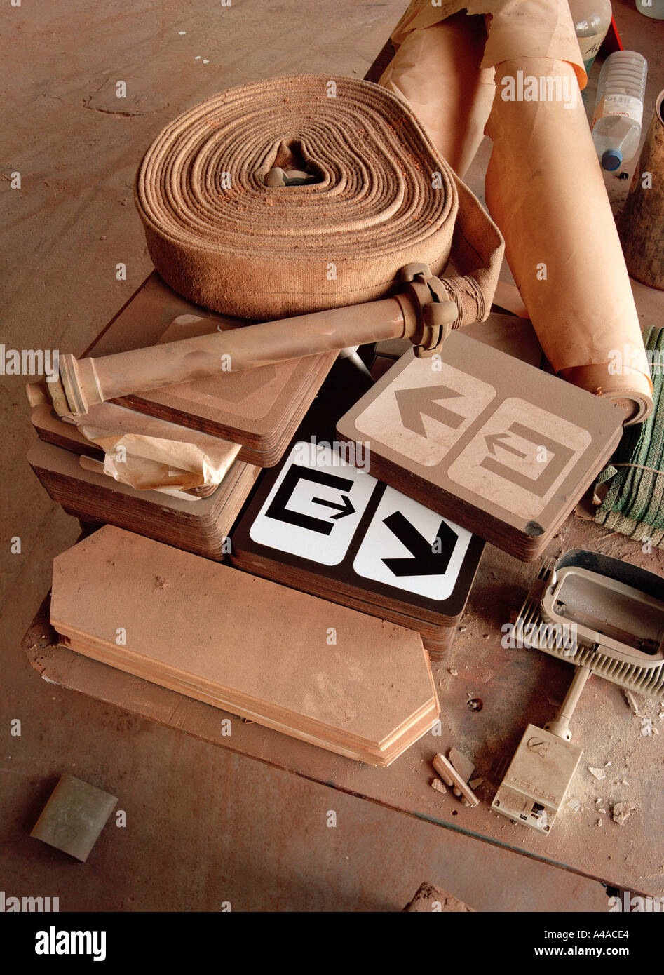 old tools covered with dust in abandoned factory Stock Photo - Alamy