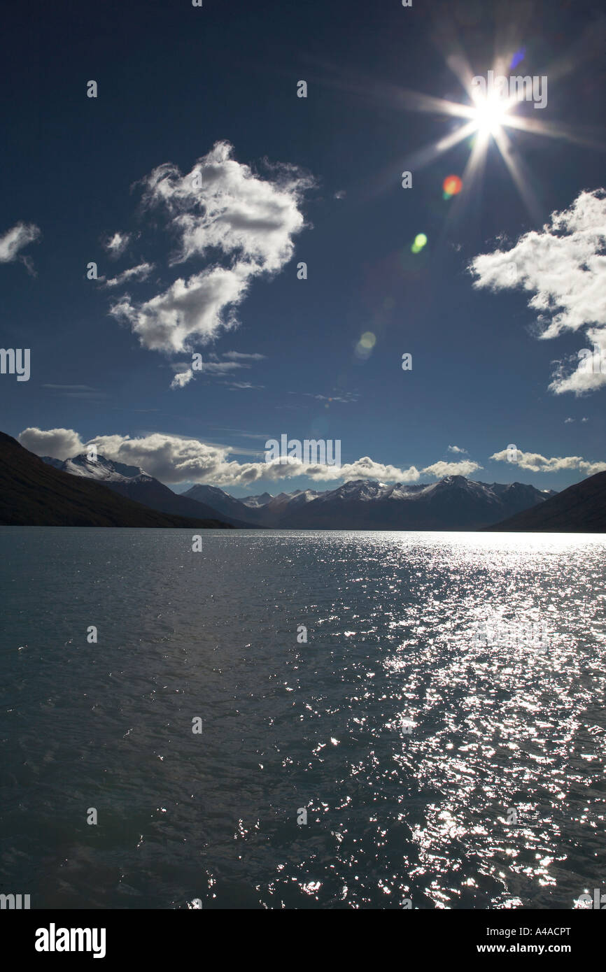 lake blue sky sun Chile lake district Stock Photo - Alamy