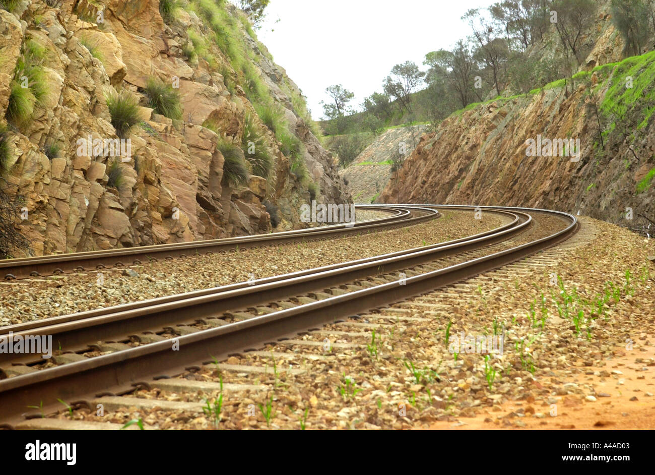 railway curve at ground level Stock Photo - Alamy
