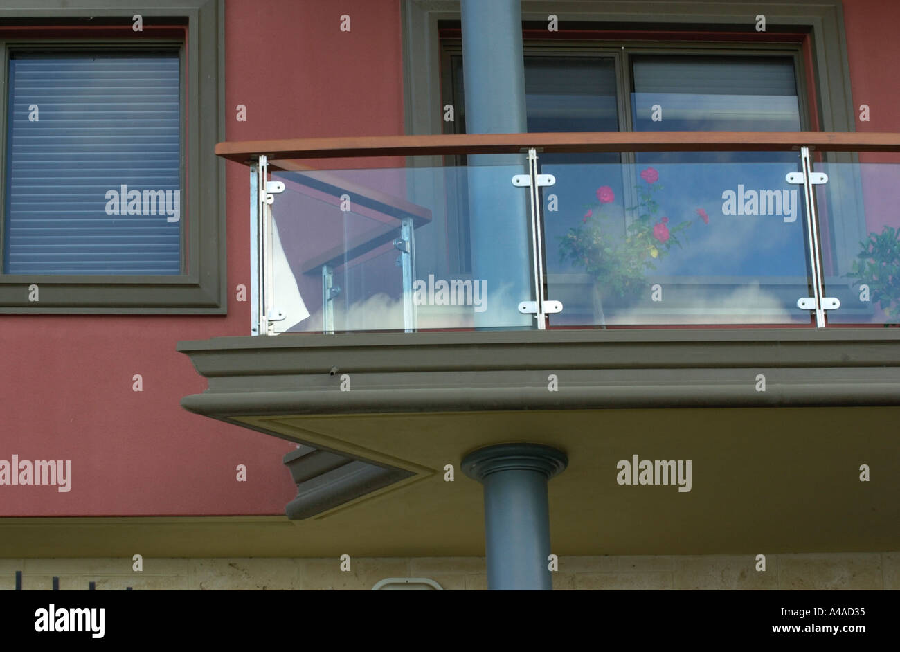 Elegant Balcony with glass panels Stock Photo - Alamy