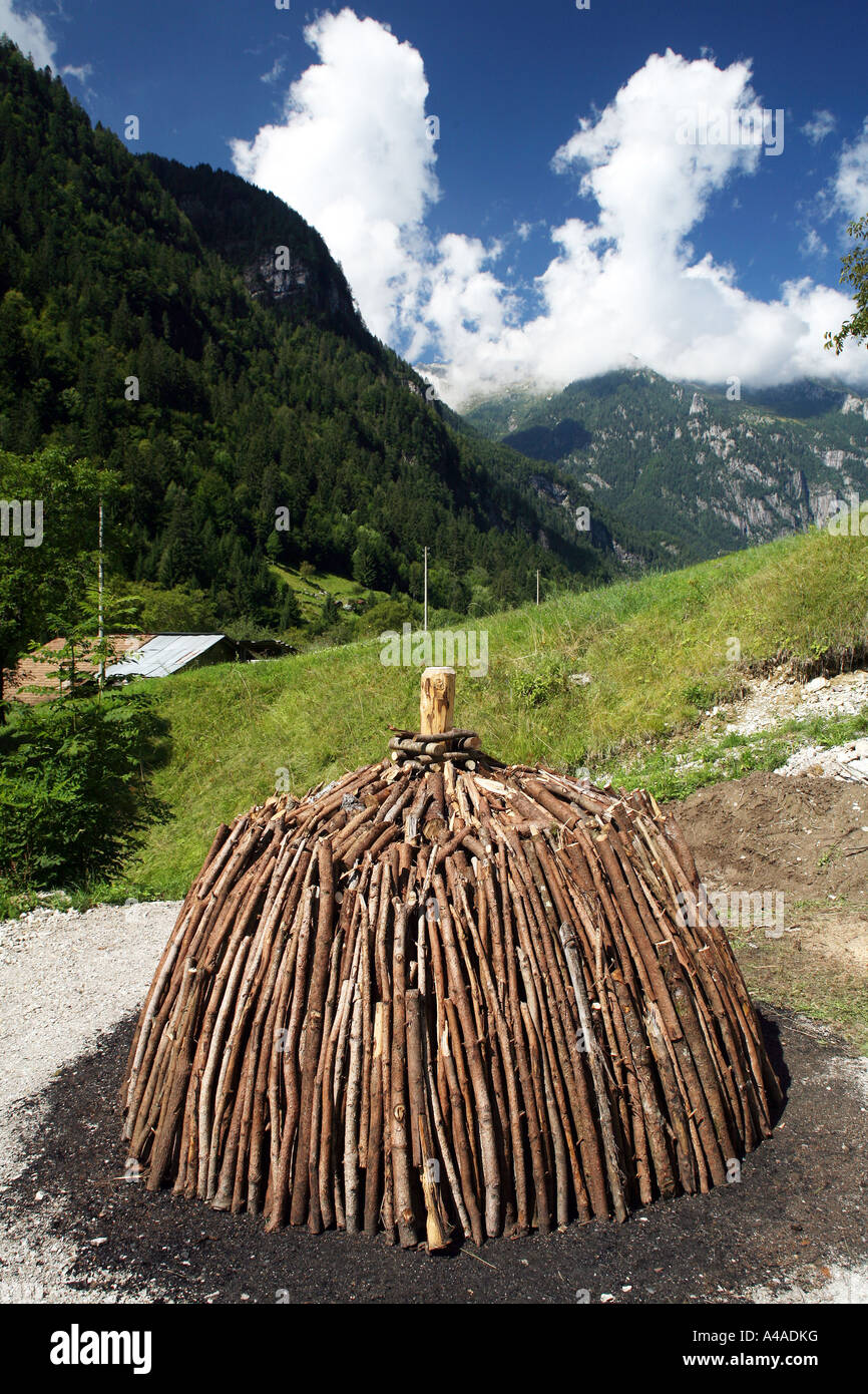 Poiat typical charcoal pile Val Daone Trentino Alto Adige Italy Stock ...