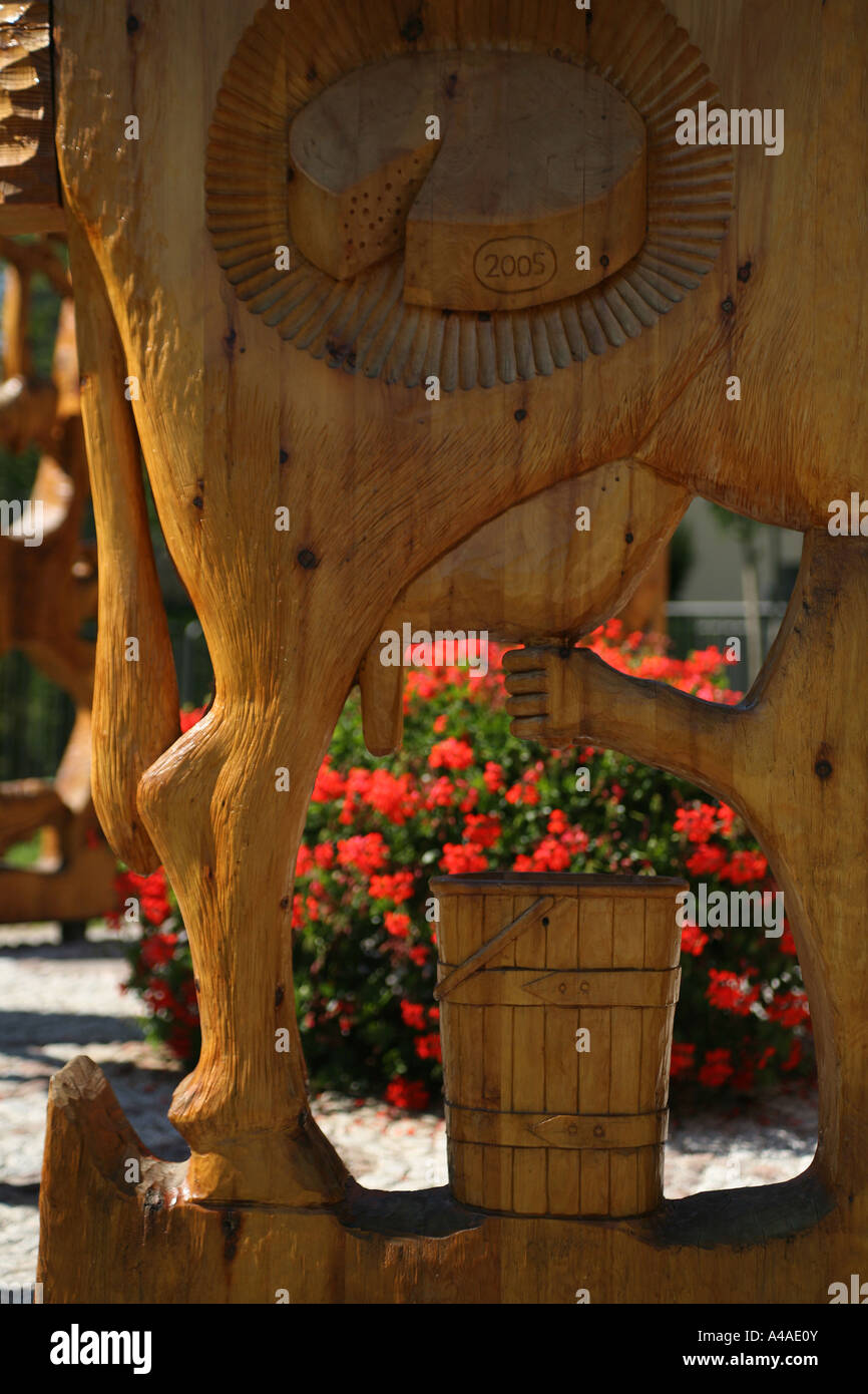 Wooden sculpture Praso Val Daone Trentino Alto Adige Italy Stock Photo ...