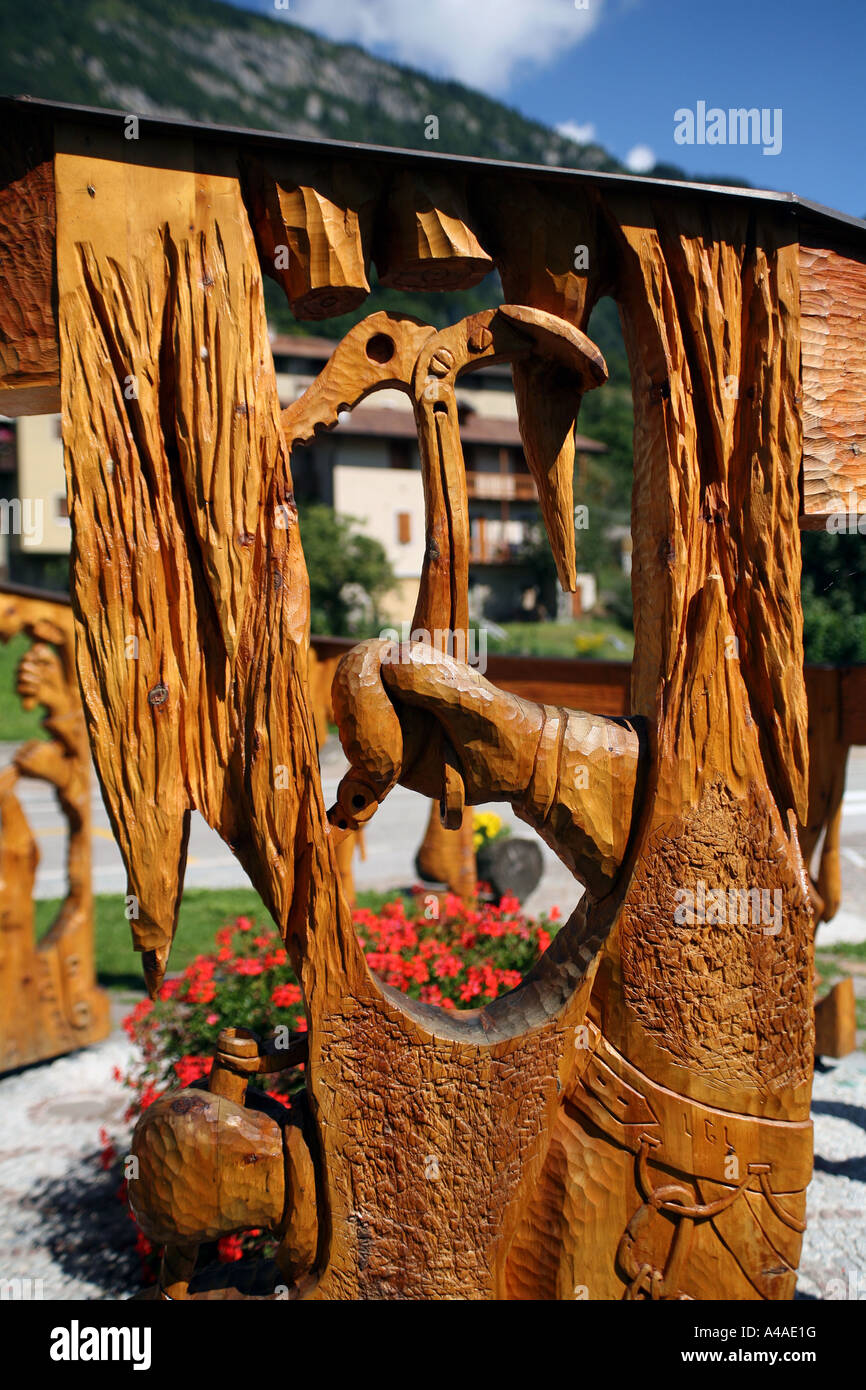 Wooden sculpture Praso Val Daone Trentino Alto Adige Italy Stock Photo ...