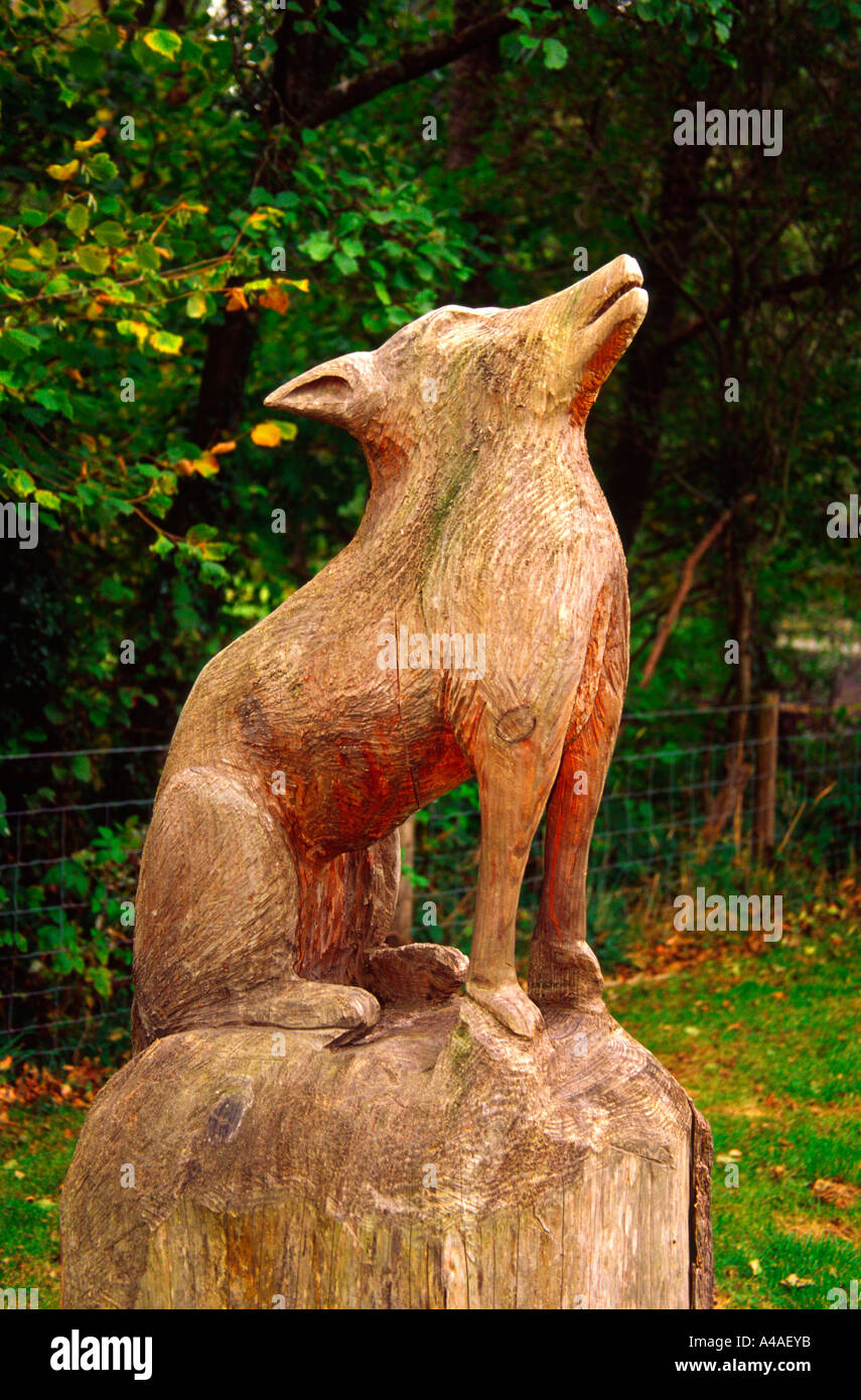 Wood carving of a Fox Stock Photo - Alamy