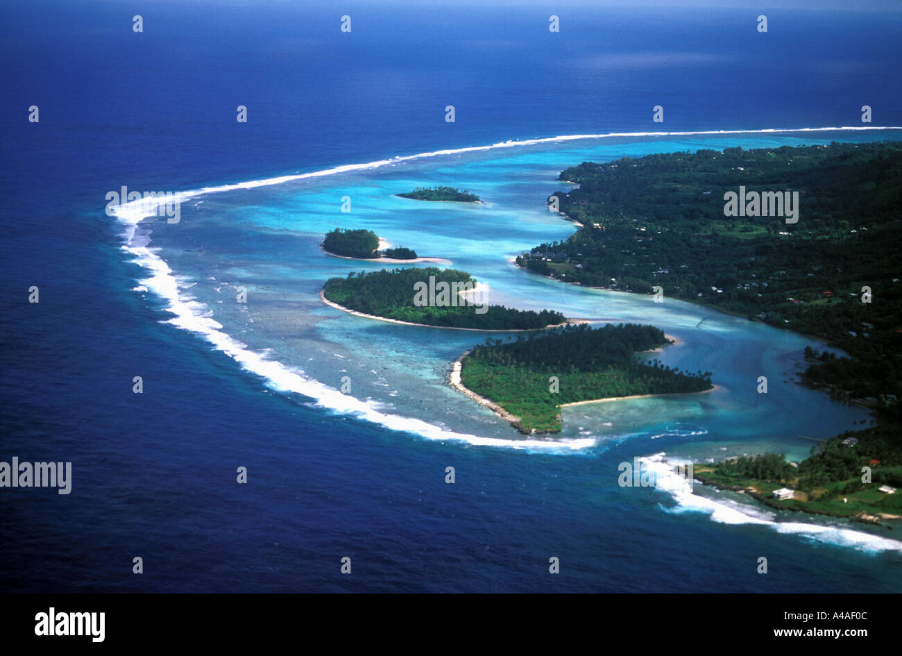 Cook Islands Rarotonga Aerial view of Muri Lagoon Stock Photo - Alamy