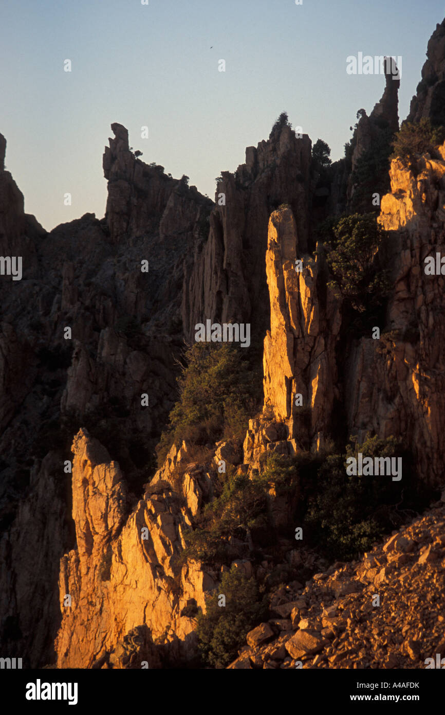Calanque of Piana sunset Corsica island France Europe Stock Photo - Alamy