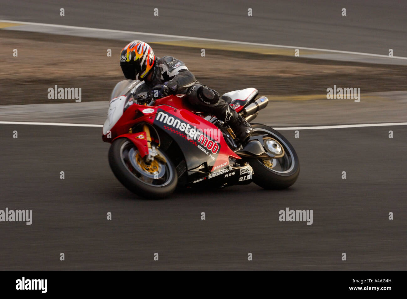 Motorcyclists on open track day on Knockhill race track Scotland Stock ...