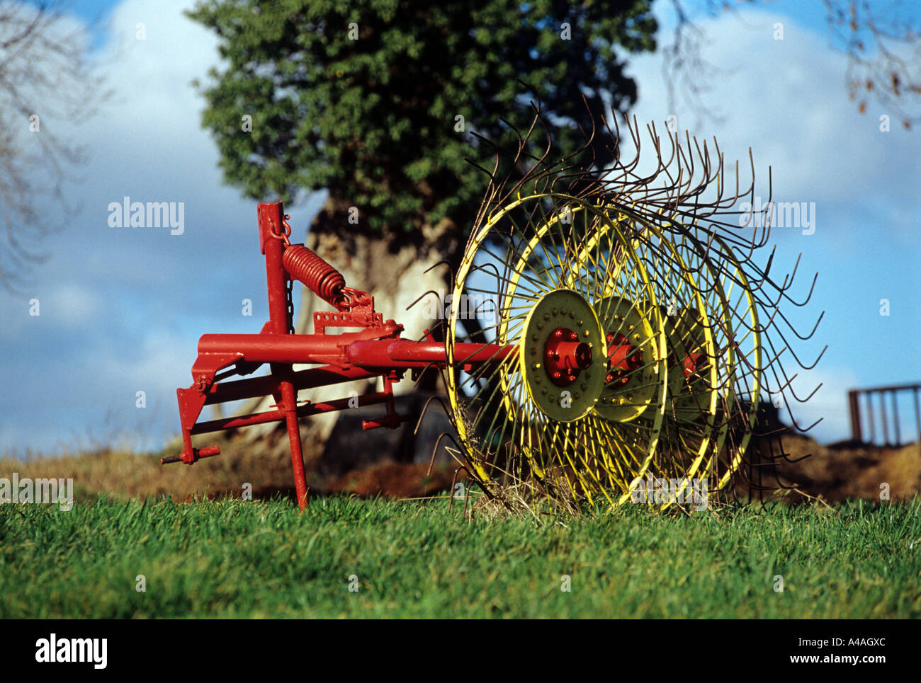 Farming Machinery hay collecter.Pulled along behind the tractor to ...