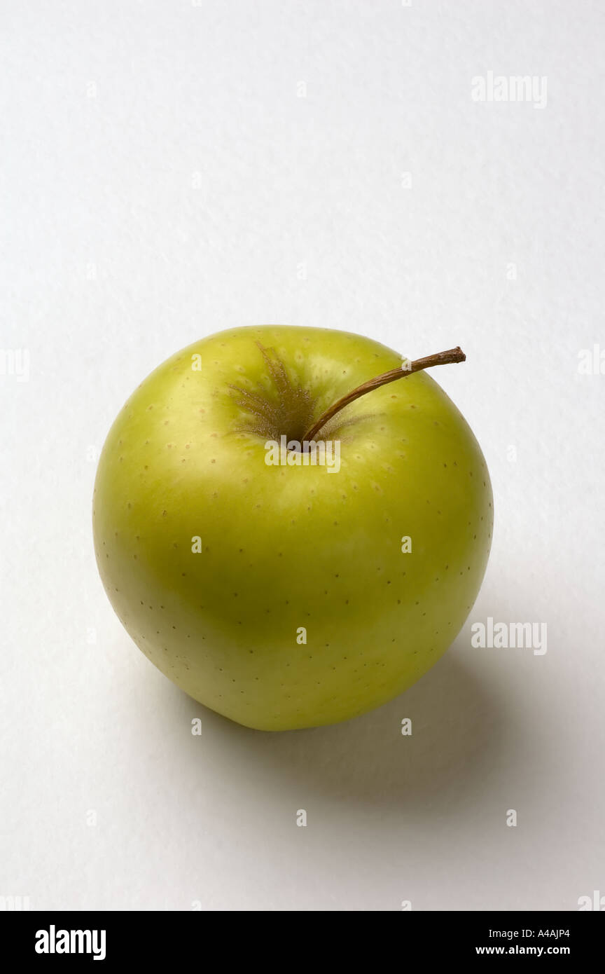 Green Apple on plain white background Stock Photo - Alamy