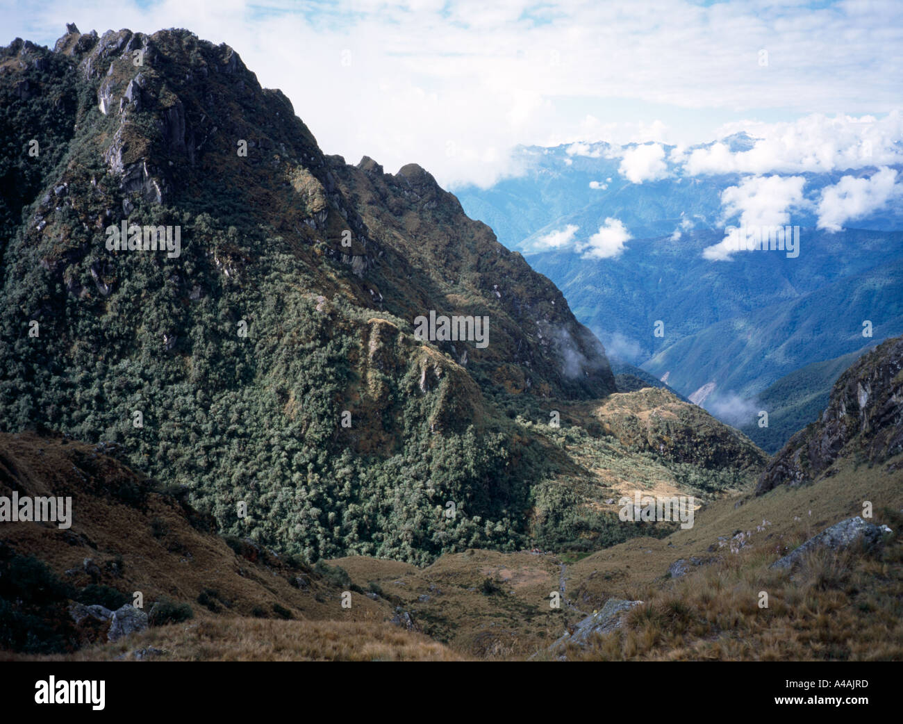 Spectacular mountain scenery at Dead Woman's Pass on the Inca Trail ...
