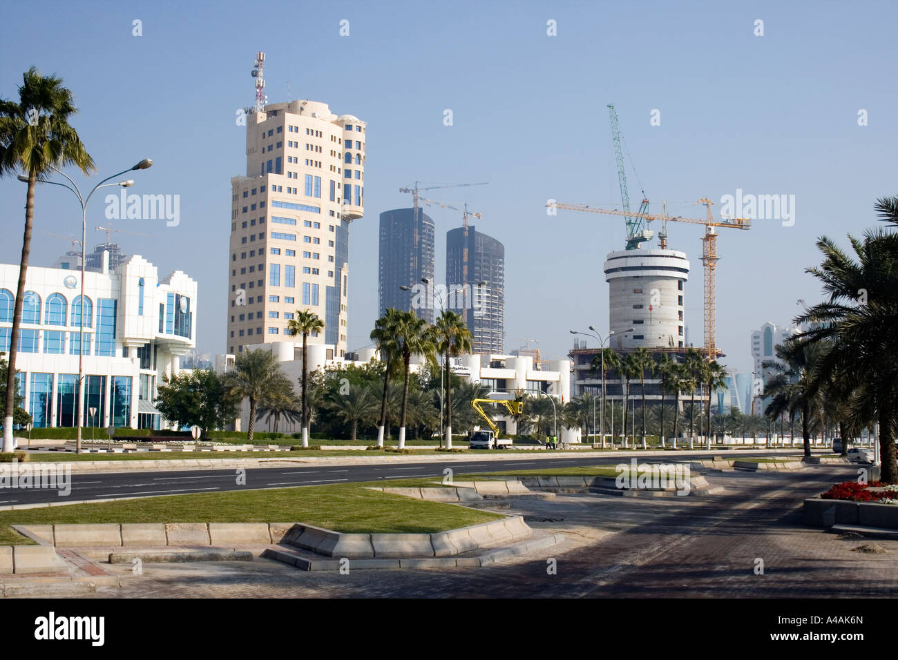 The Corniche in Doha Qatar with the construction of new business ...