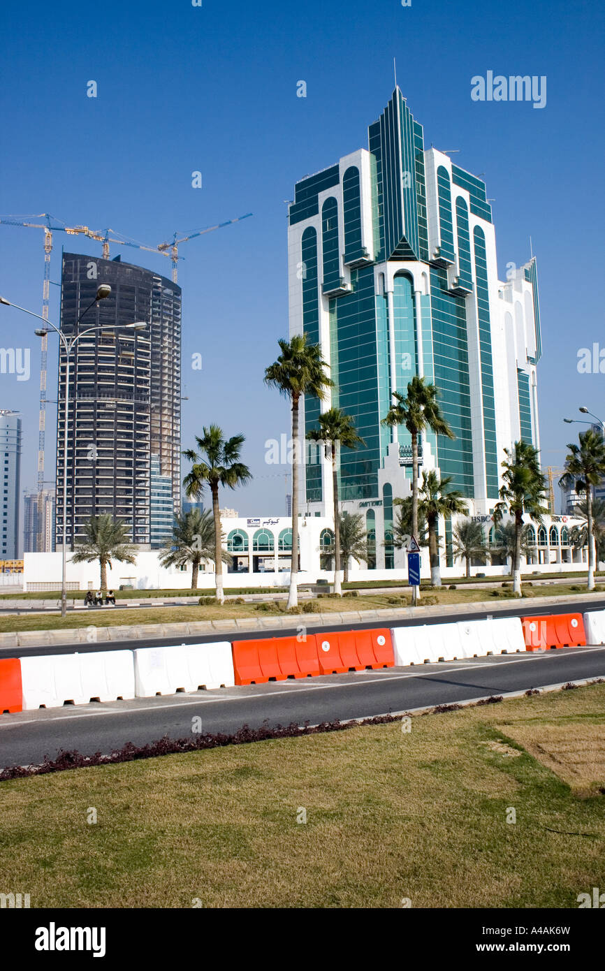 The Corniche in Doha Qatar with the construction of new business ...