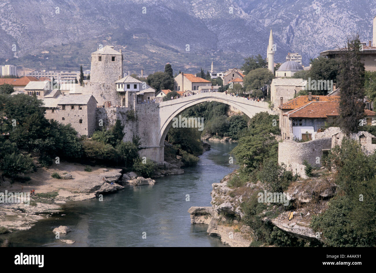 Old Mostar bridge built by Ottomans in 16th century as it was in 1990 ...