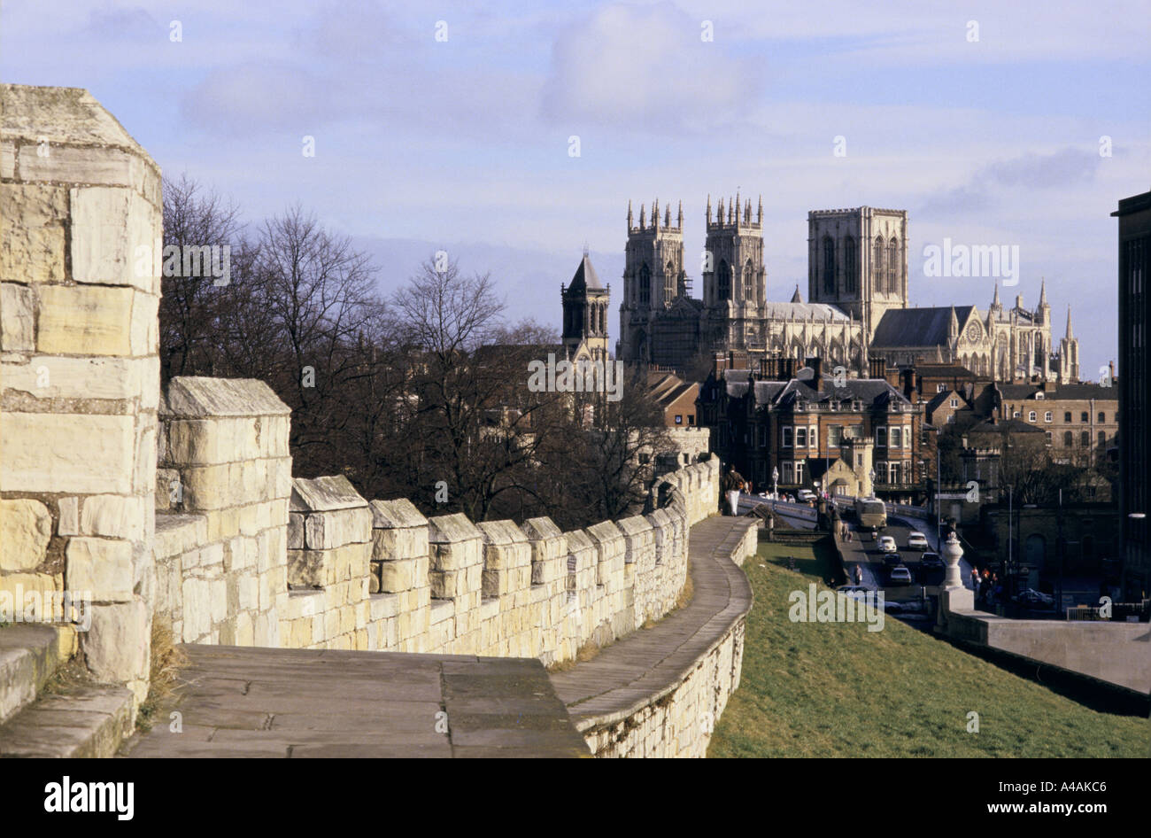 Walls of York Castle with Minster behind Stock Photo - Alamy