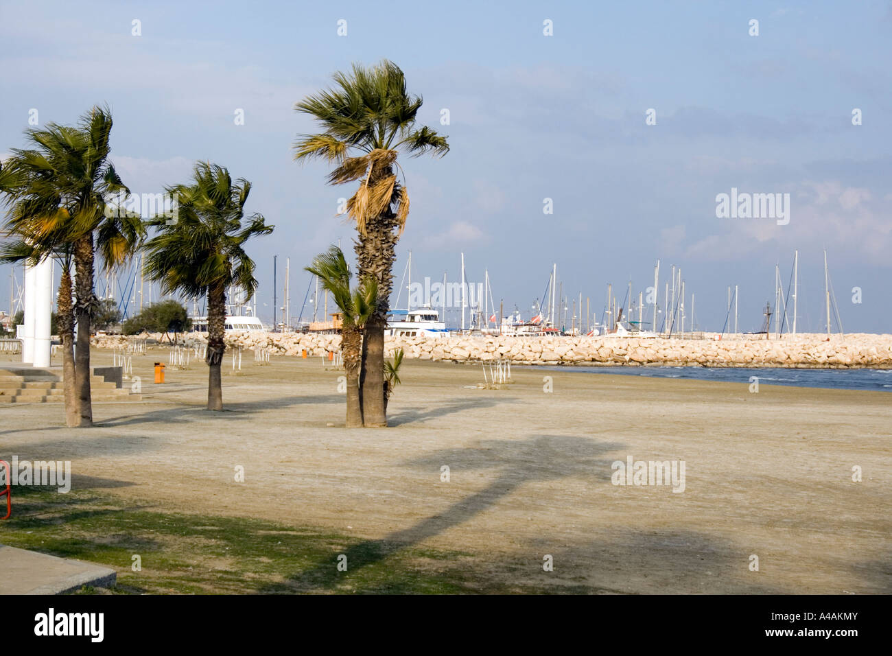 The promenade of Larnaka Cyprus with Marina in the background Stock ...