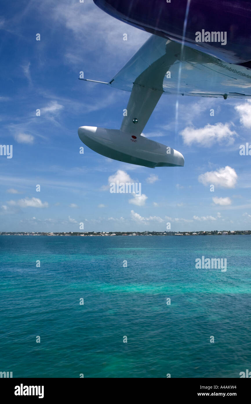 view from inside a seaplane whilst taking off from Paradise Island in ...