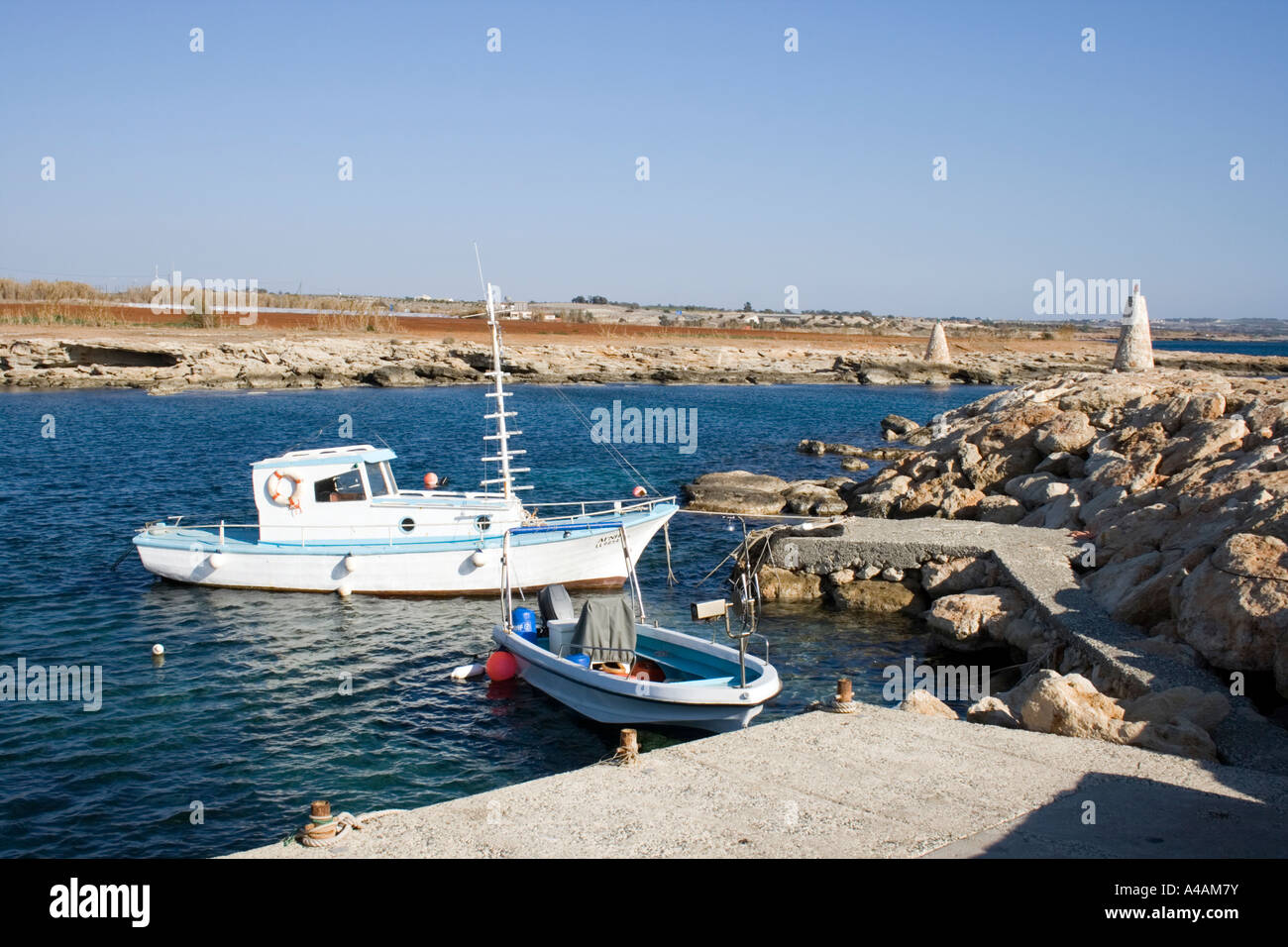Fishing Boat shelter of Ormideia Cyprus Stock Photo - Alamy