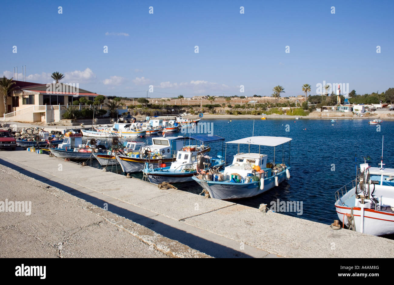 Fishing Boat shelter of Ormideia Cyprus Stock Photo - Alamy