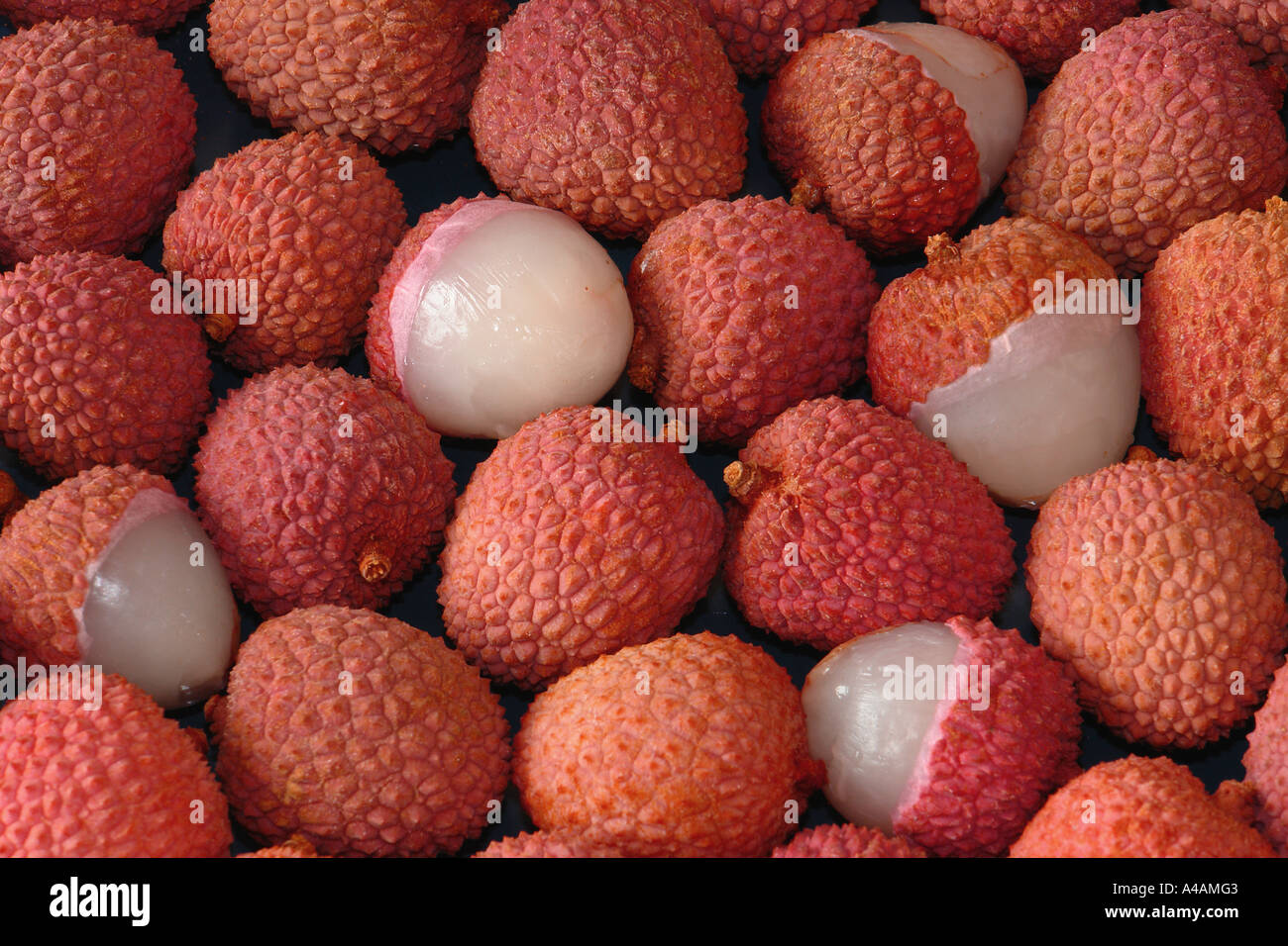 Litchis Leechees Lytchees fruits close up Sapindaceae Stock Photo - Alamy