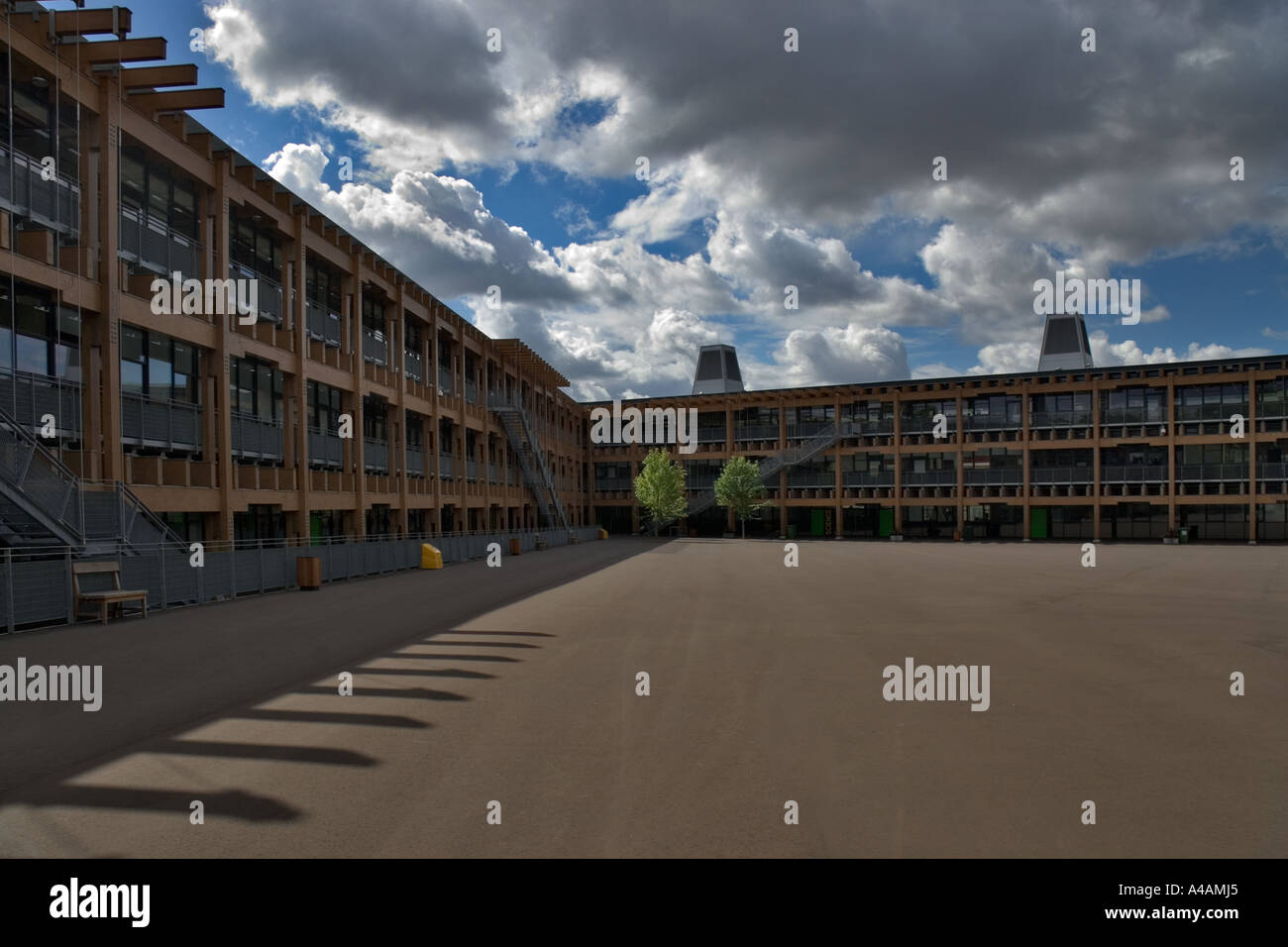 Modern school buildings of a new city academy in Hackney in East London ...