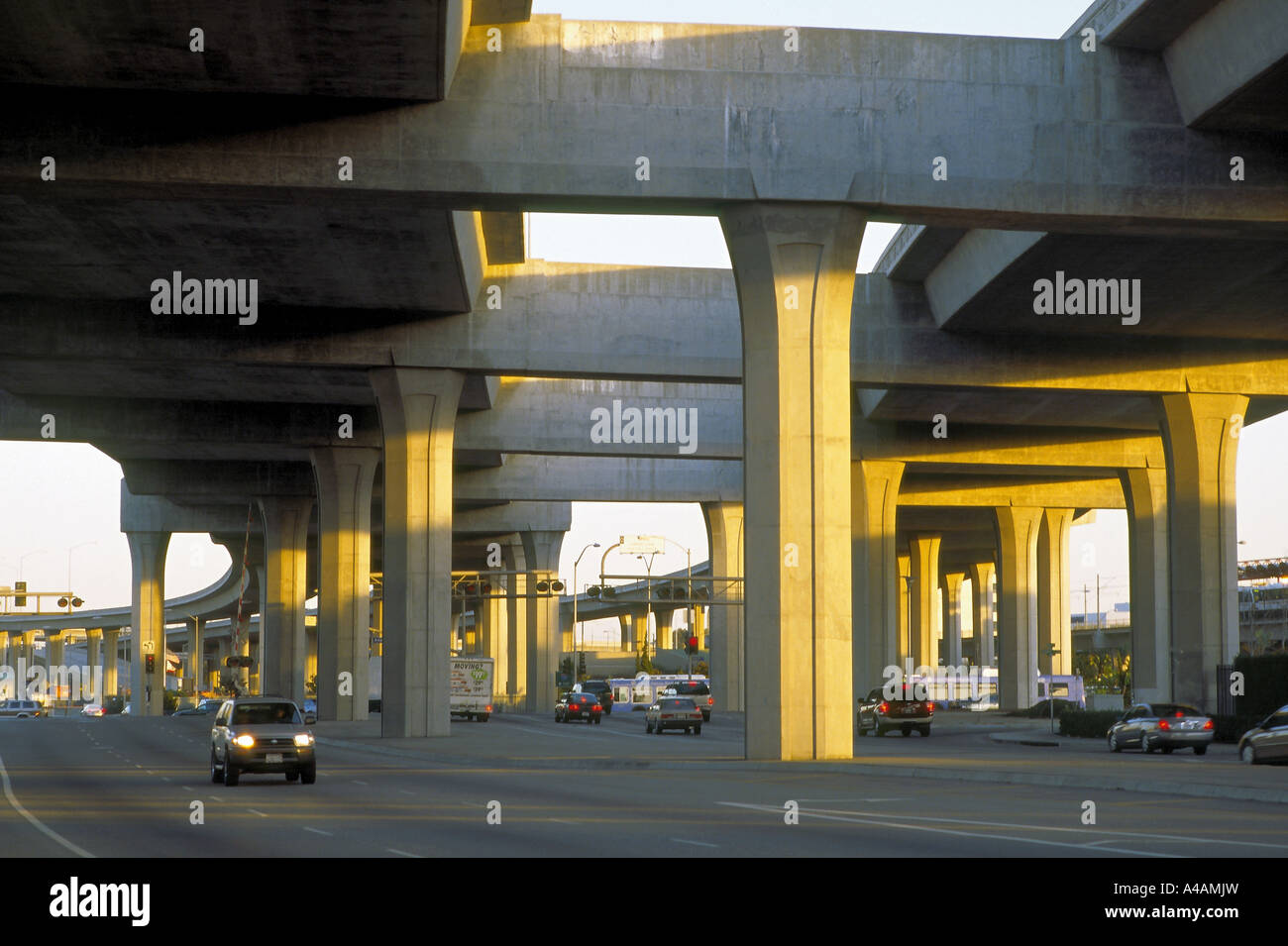 Elevated Interstate Highway 105 above Imperial Highway near LAX, Los ...