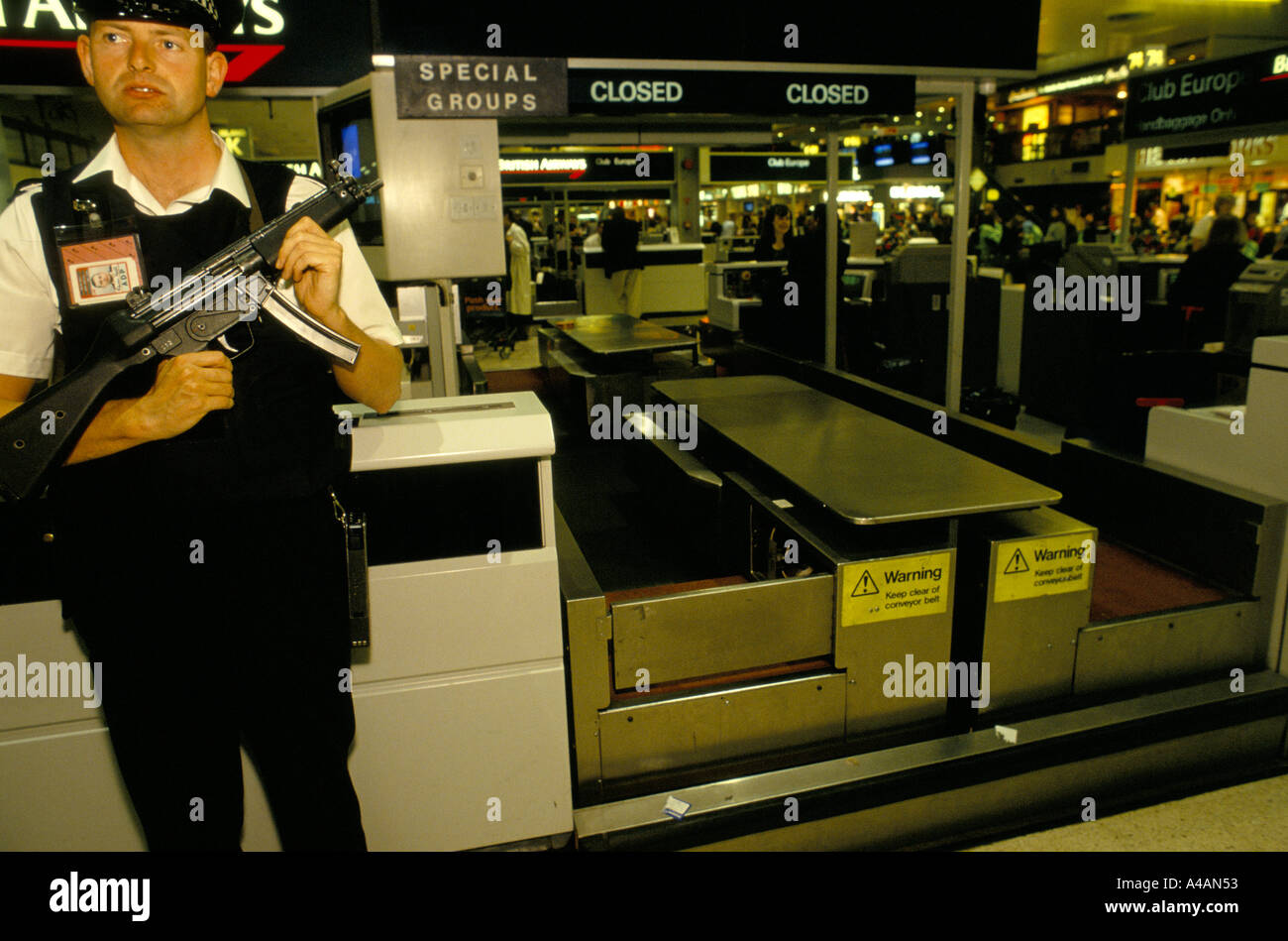 heathrow airport security police inside terminal one 1993 Stock Photo ...