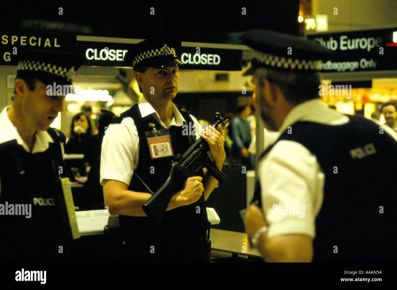 heathrow airport security police inside terminal one 1993 Stock Photo ...