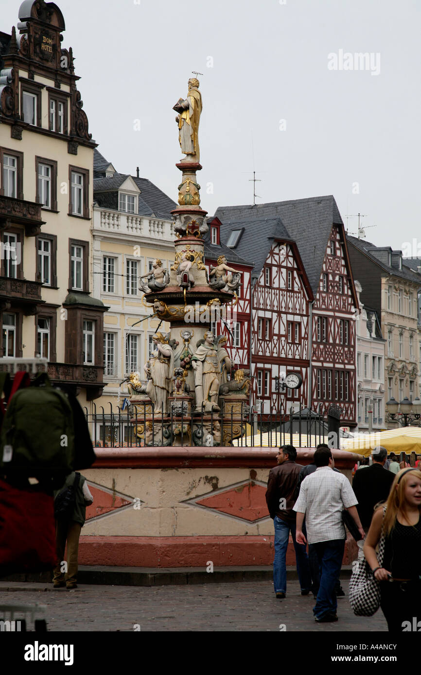 Town Square with fountain in Germany Trier UNESCO World Cultural ...