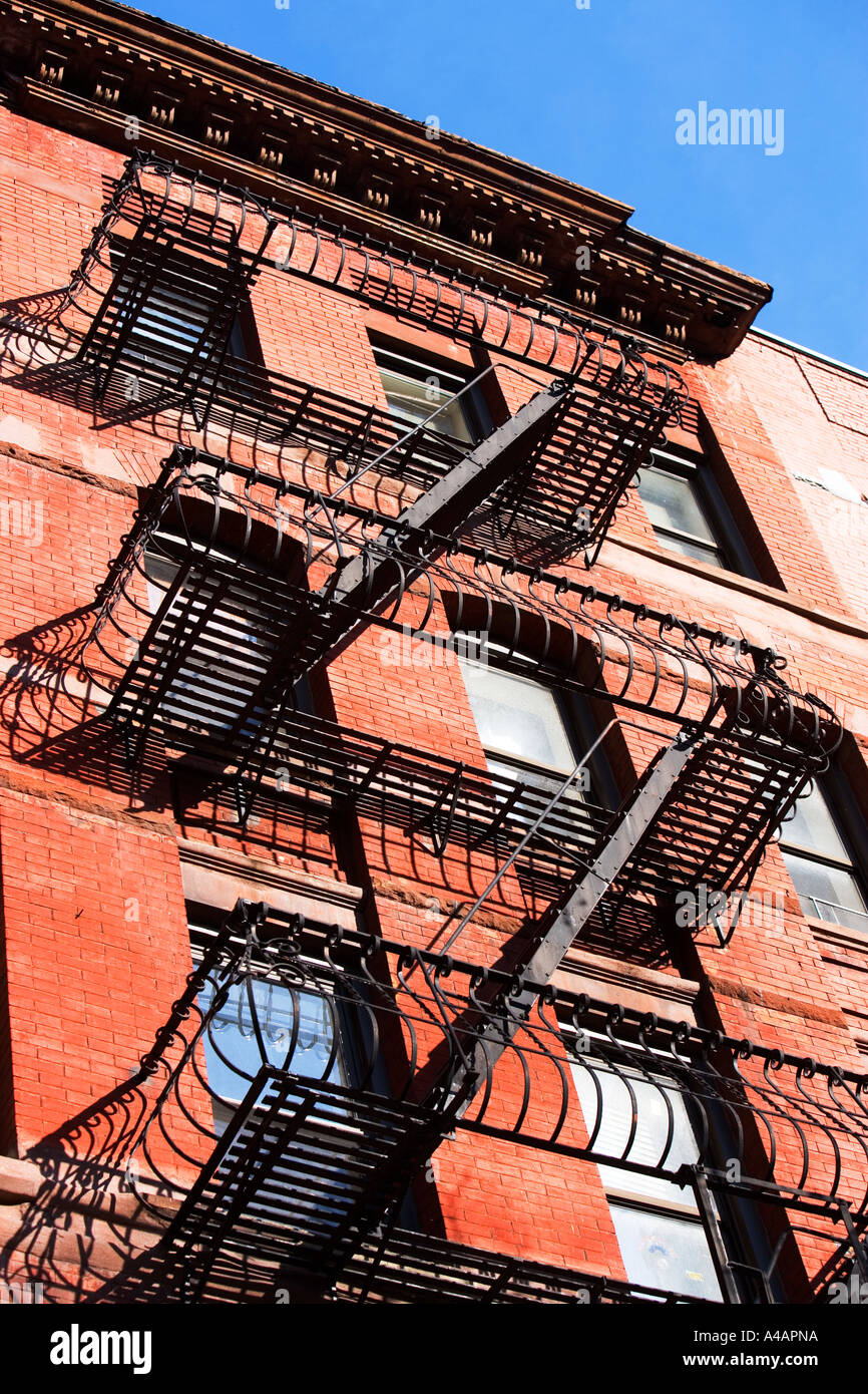 NEW YORK CITY BROWNSTONE, FIRE ESCAPES Stock Photo - Alamy