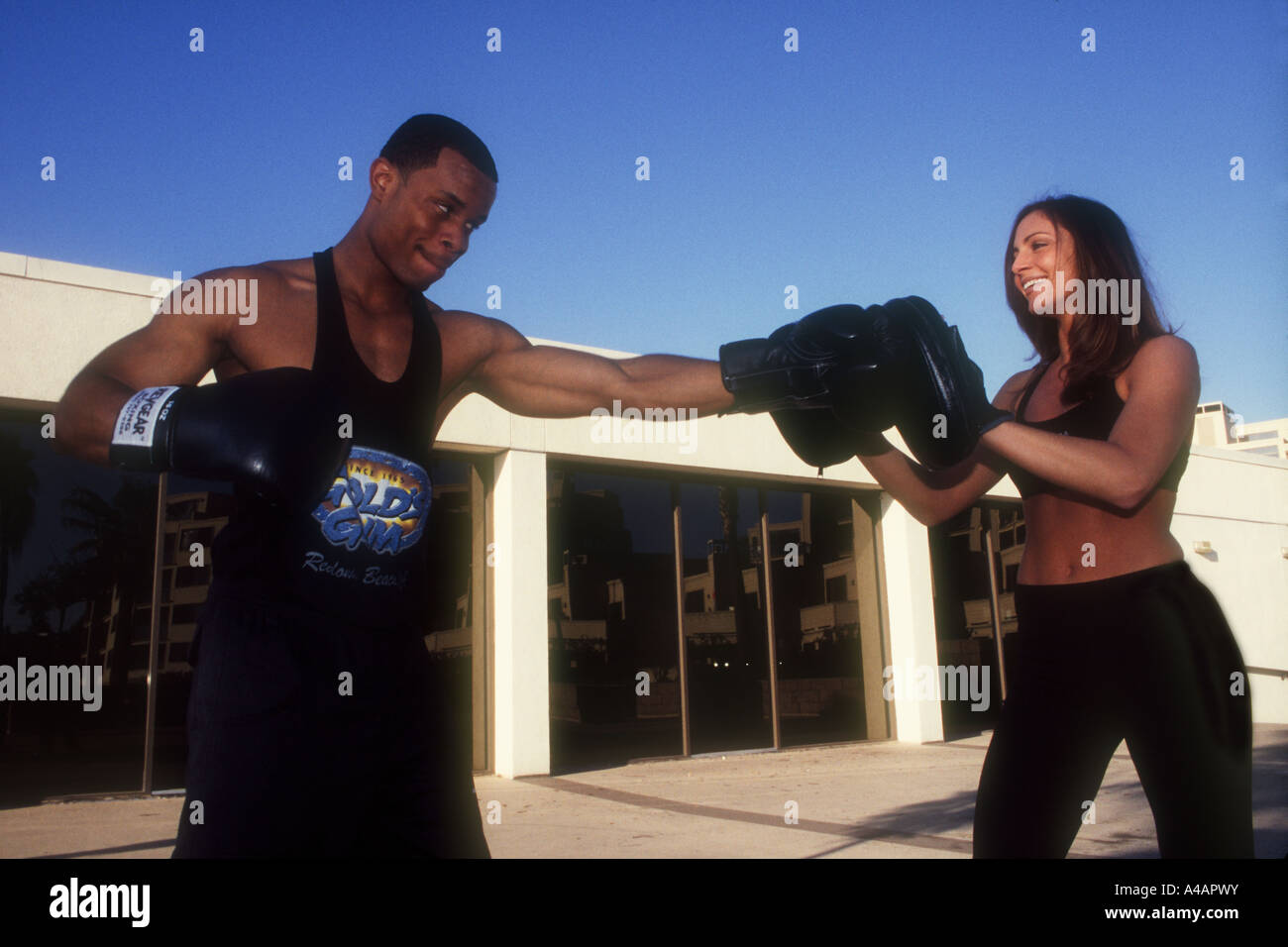 Boxing fitness man woman outside hi-res stock photography and images ...