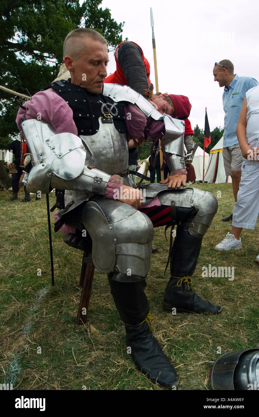 Soldiers preparing for battle at a re enactment of the battle of ...