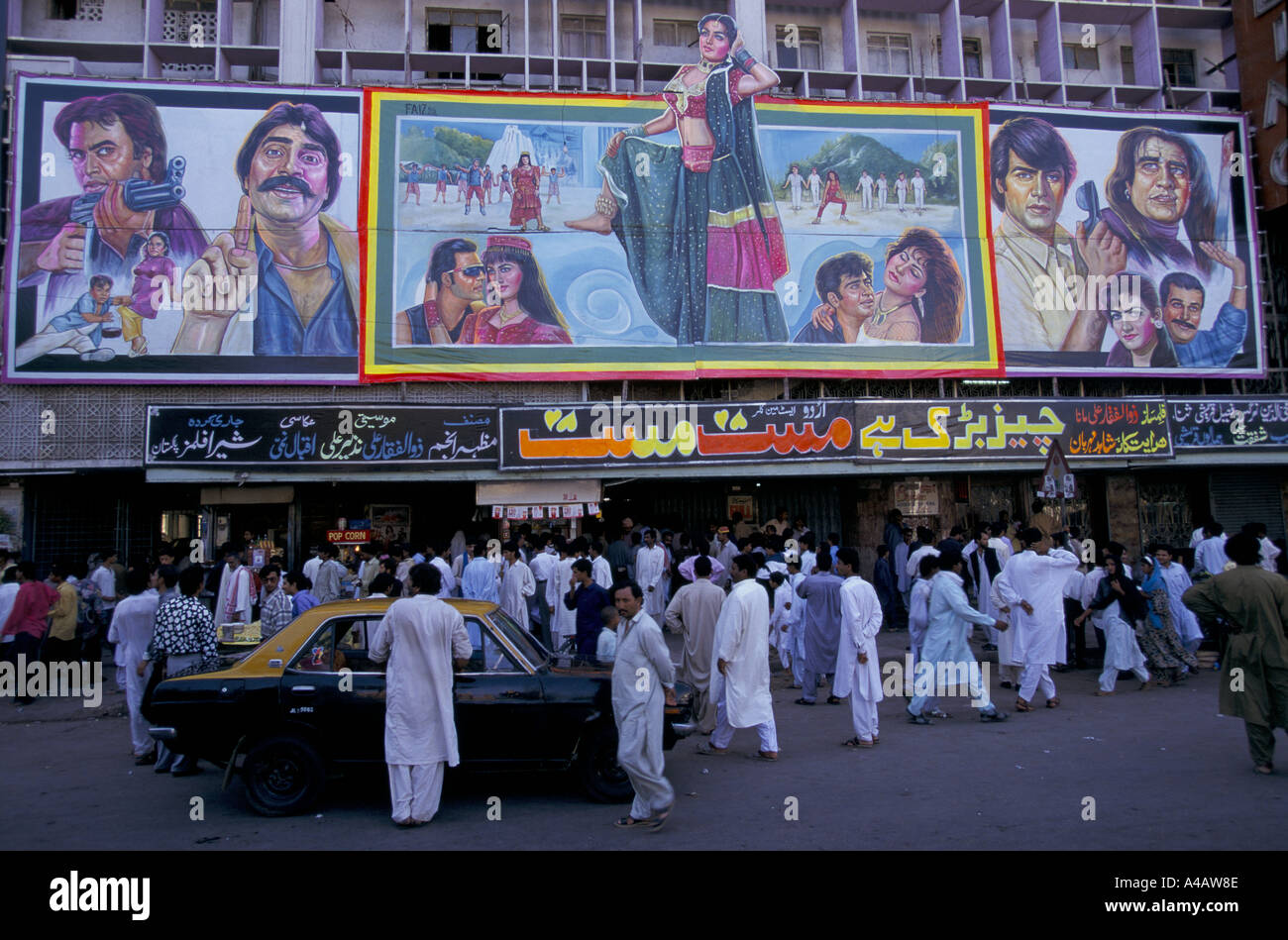 karachi pakistan brightly coloured film posters outside cinemas on ...