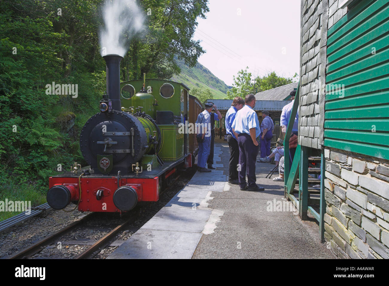 Talyllyn train with victorian coaches at Dolgoch Falls Station Stock ...