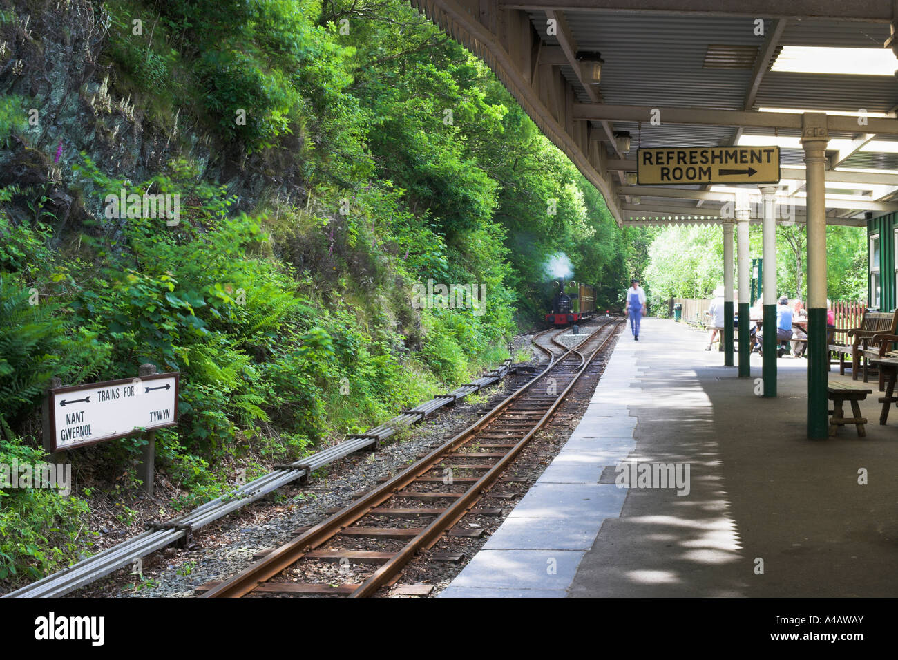 Talyllyn train with victorian coaches at Dolgoch Falls Station Stock ...