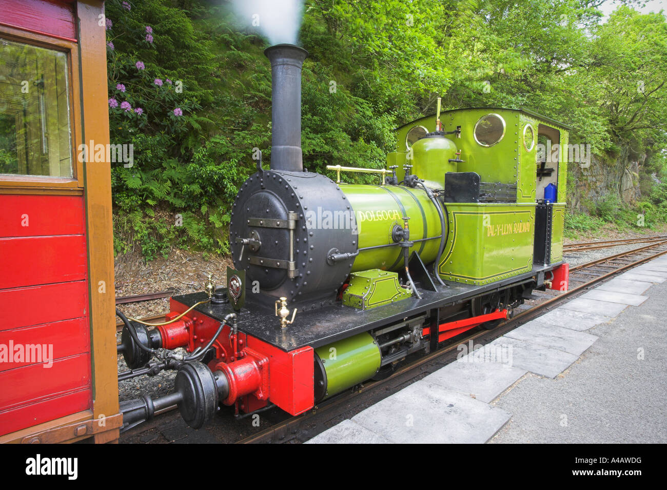 Talyllyn steam Train Dolgoch attached to Guards Van Stock Photo - Alamy