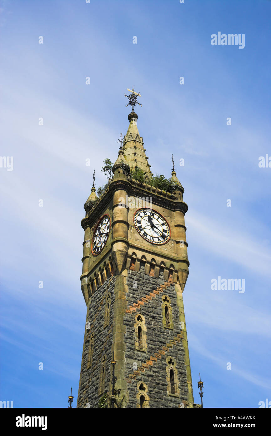 Machynlleth tower clock top part Stock Photo - Alamy
